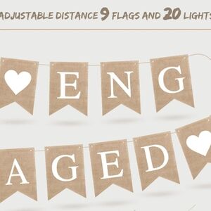 Party Supplies | Engaged Lightup Banner Adjustable Burlap With White ...